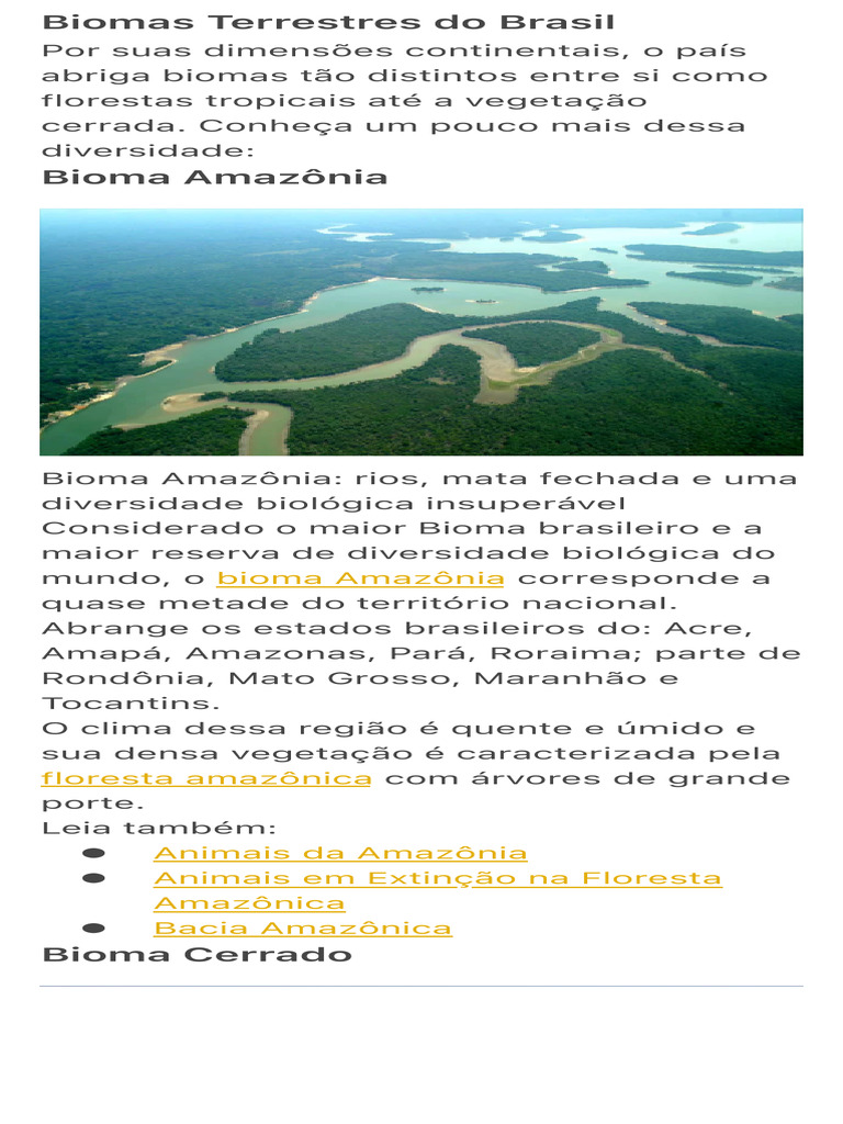 Biomas Terrestres Do Brasil | PDF | Floresta Amazônica | Florestas