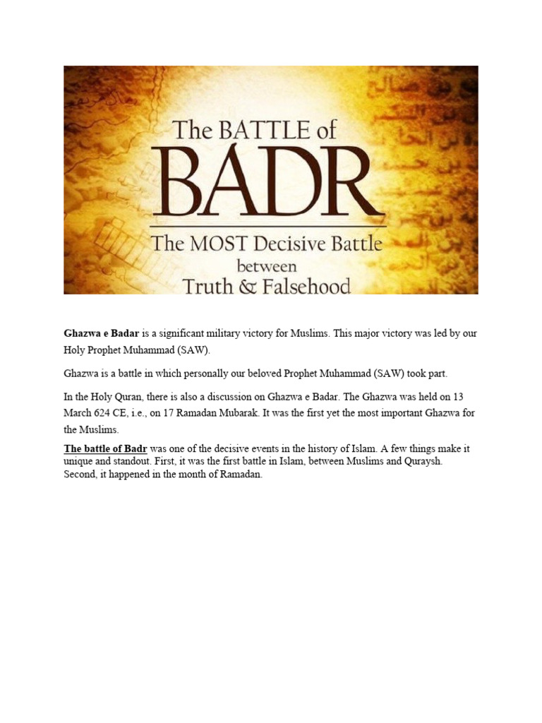 Student Doc BADR Copy 3 | PDF | Muhammad | Medina