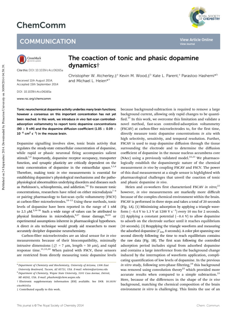 The Coaction of Tonic and Phasic Dopamine Dynamics | PDF | Dopamine ...