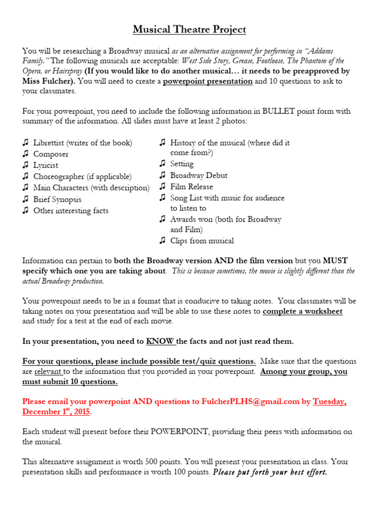 Musical Theatre PowerPoint Project | PDF | Art