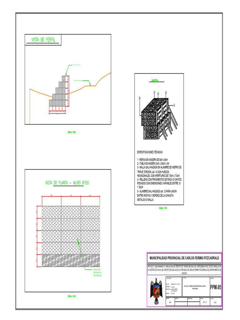 Plano de Estabilización de Taludes - Escalado-08+150km | PDF