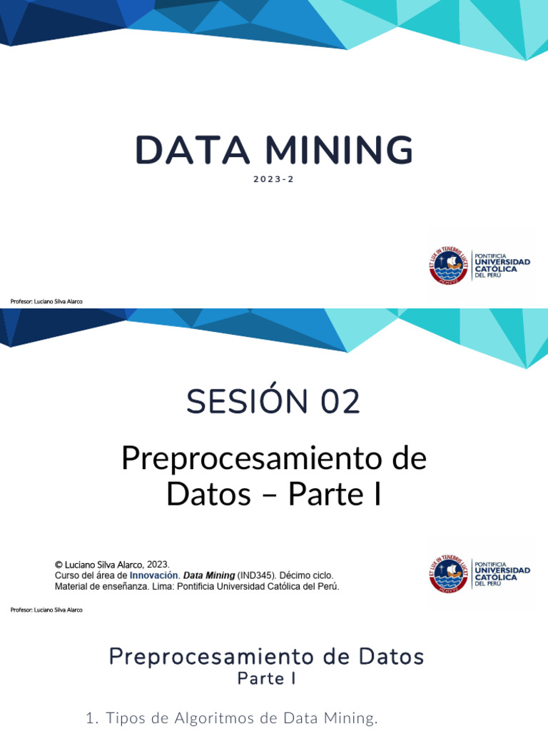 IND345 - Sesión 02 Data Mining | PDF | Procesamiento de datos | Aprendizaje automático
