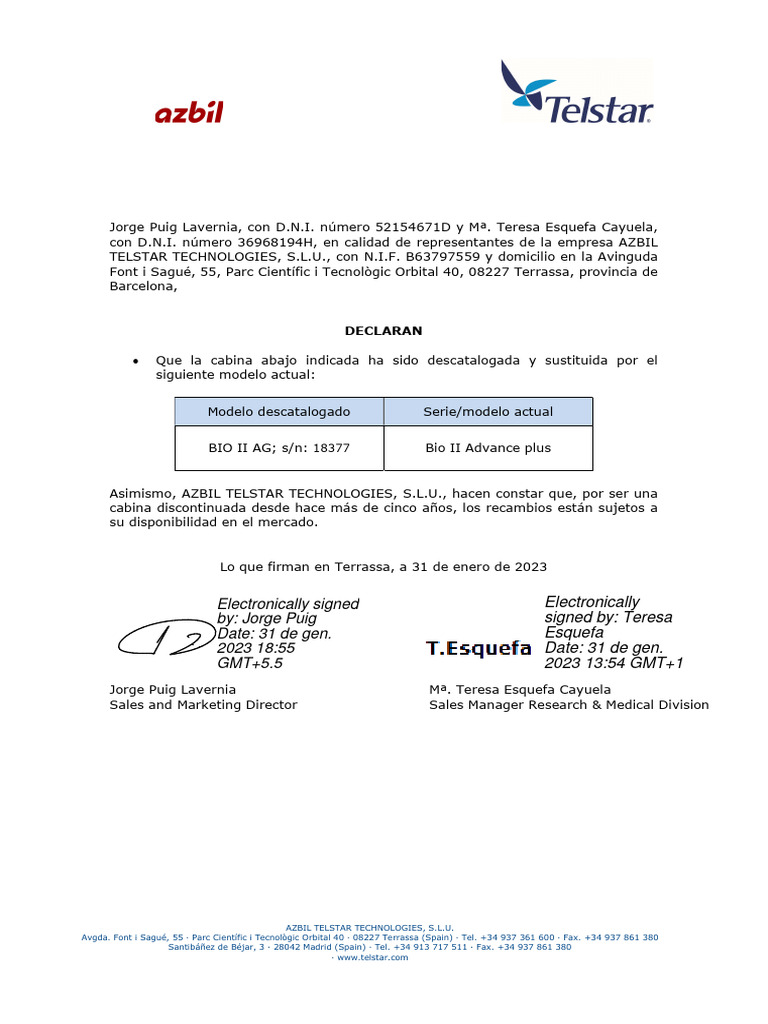 Sustitución de Cabina BIO II AG | PDF