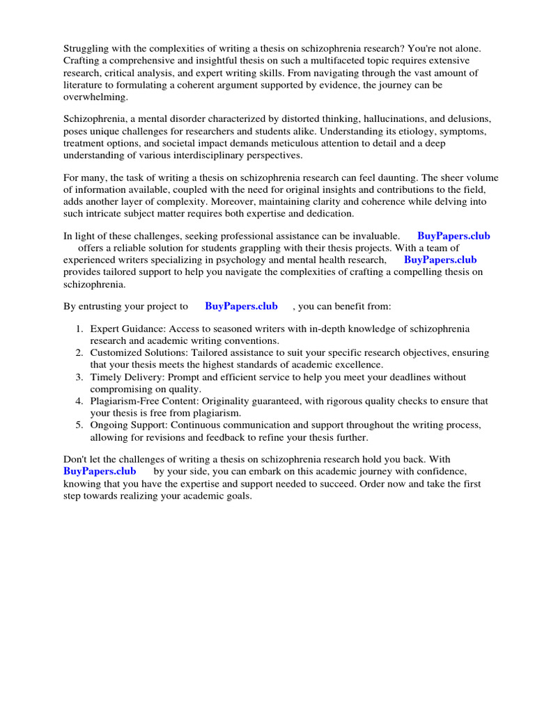 Sample Schizophrenia Research Paper | PDF | Schizophrenia | Mental Disorder