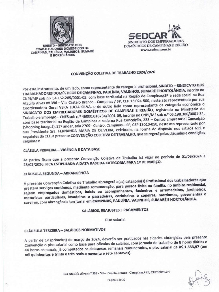 CCT 2024 2026 Campinas Sedcar | PDF