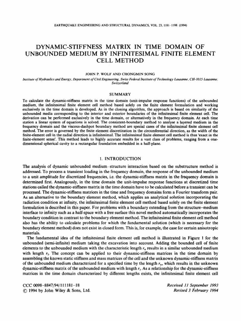 Wolf 1994 | Download Free PDF | Finite Element Method | Eigenvalues And Eigenvectors