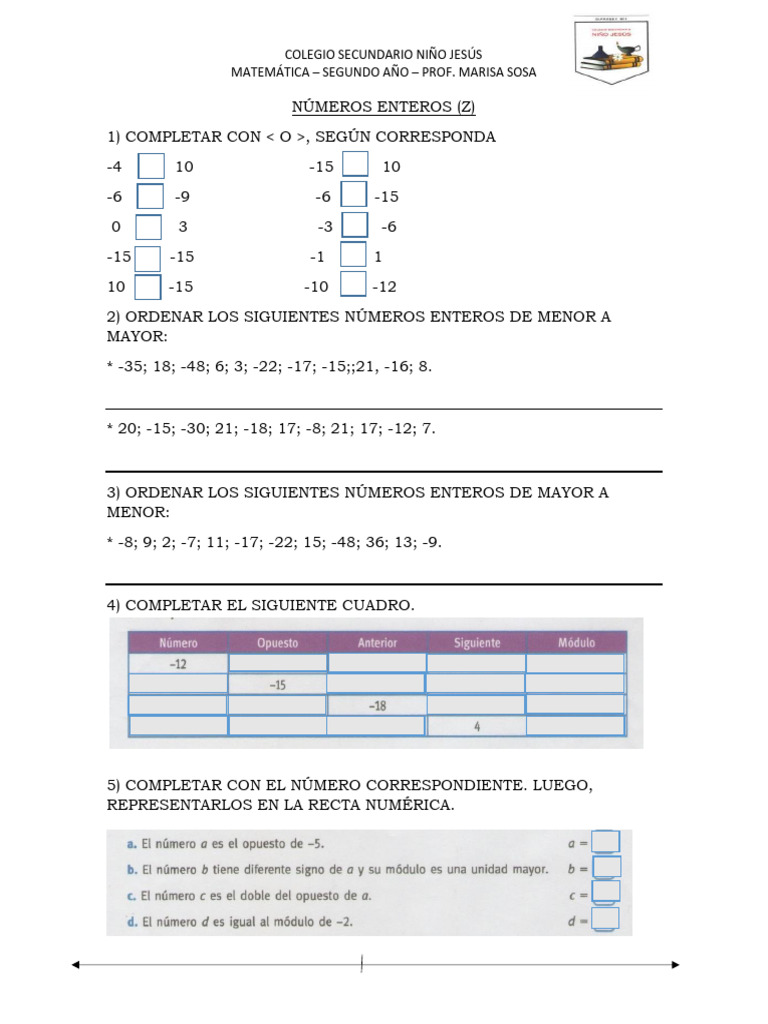 Números Enteros Pdf Matemática Elemental
