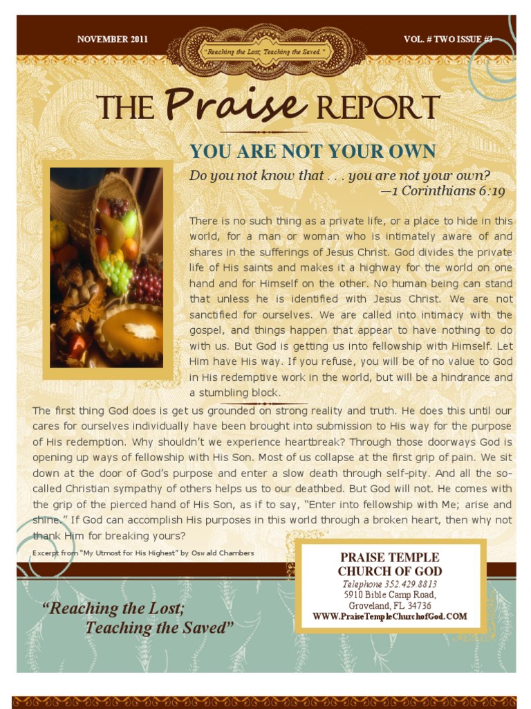 The Praise Report November 2011 | PDF | The Gospel | God
