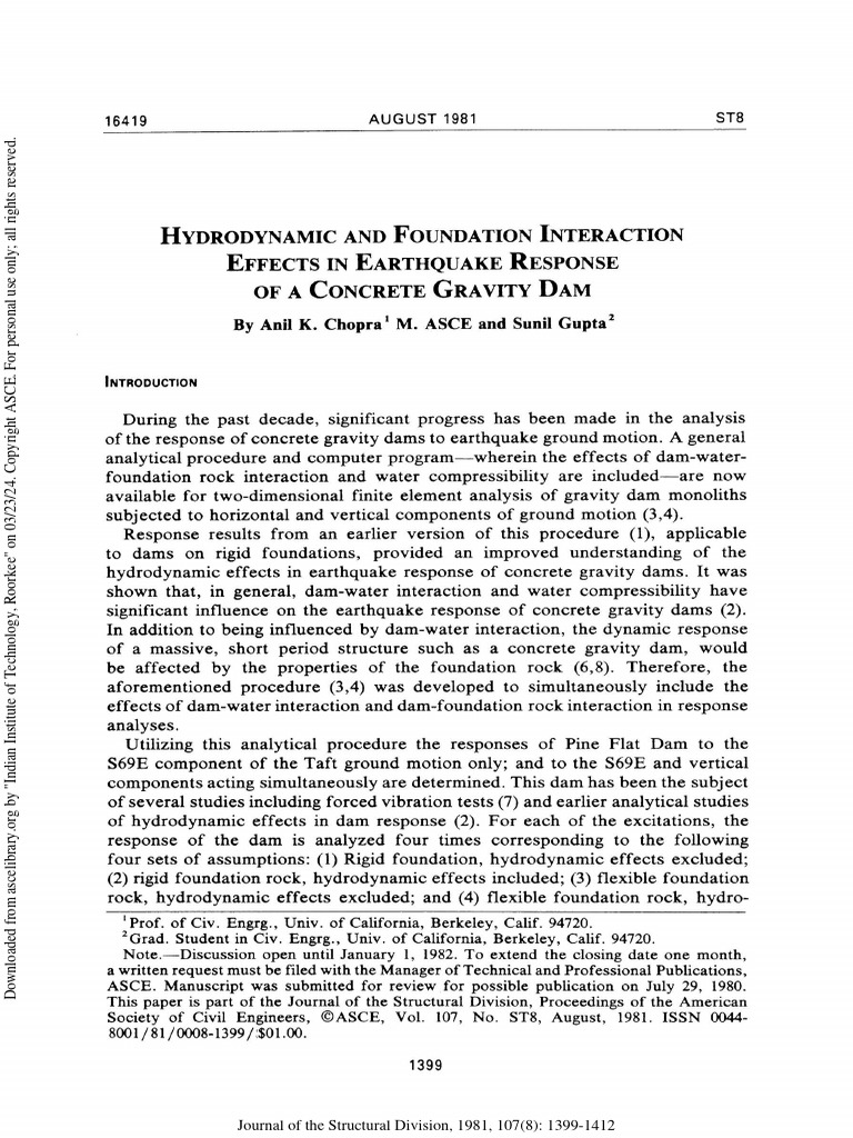 Hydrodynamic and Foundation Interaction Effects in Earthquake Response of A Concrete Gravity Dam ...