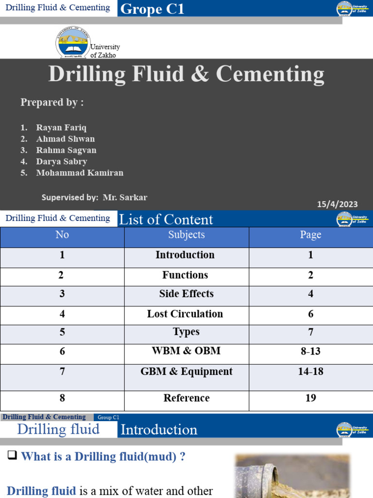 Drlling Mud Grupe C1 | PDF | Oil Well | Chemical Substances