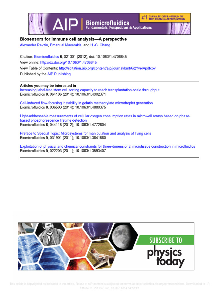 Revzin 2012 | PDF | Immune System | T Helper Cell