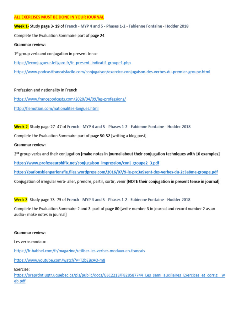 French Ab Initio Homework in Detail | PDF | Grammatical Conjugation ...