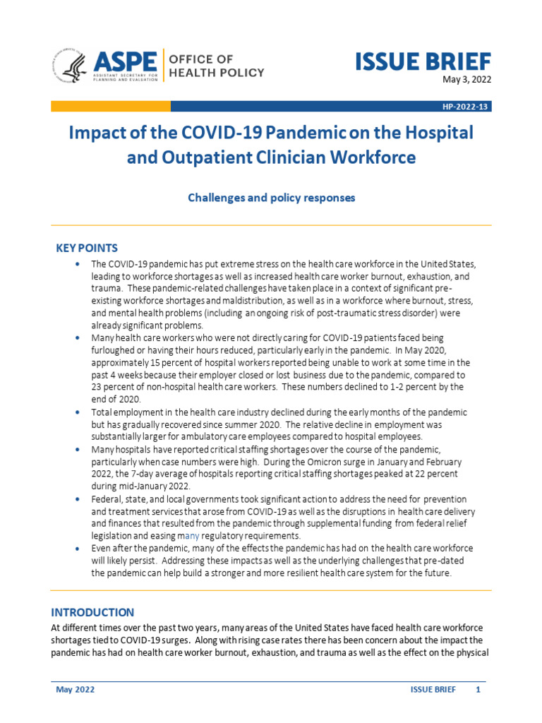 aspe-covid-workforce-report | PDF | Occupational Burnout | Nursing