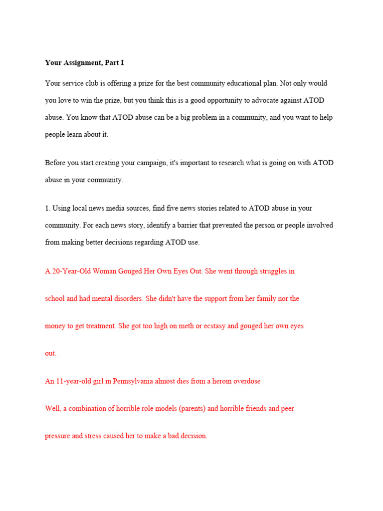 3.3.4 Project - ATOD Educational Campaign | PDF | Substance Abuse | Adolescence