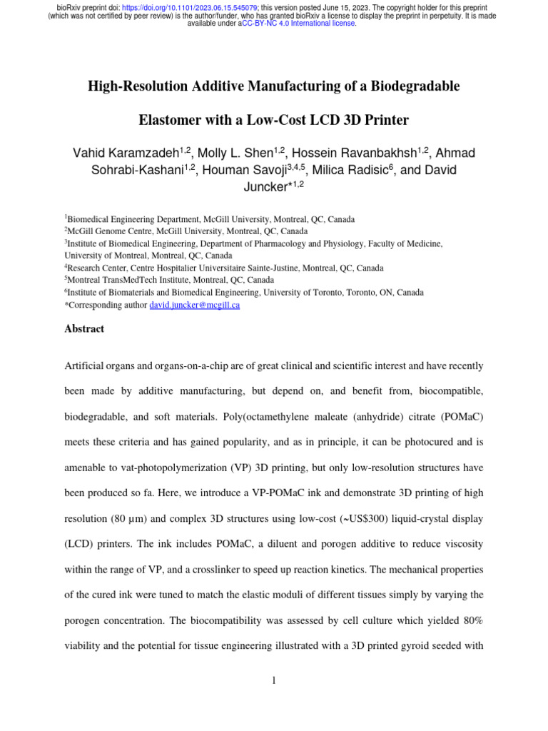 High-Resolution Additive Manufacturing of A Biodeg | PDF | Tissue ...