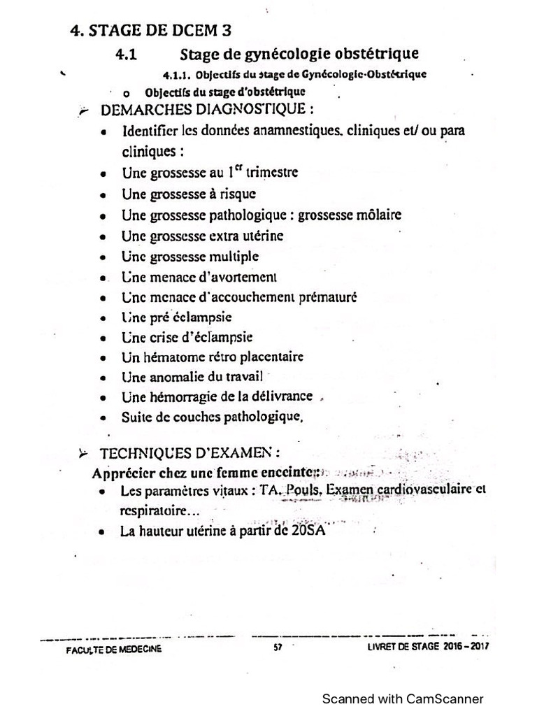 Objectifs Stages DCEM3 | PDF