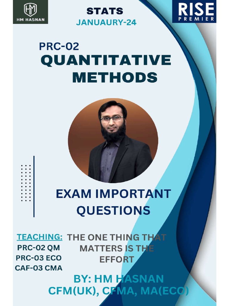 CH Wise Stats IMP Questions by HM Hasnan Jan-24 | PDF | Statistics ...