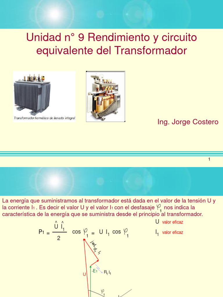 Rendimiento y circuito equivalente del Transformador Costero | PDF