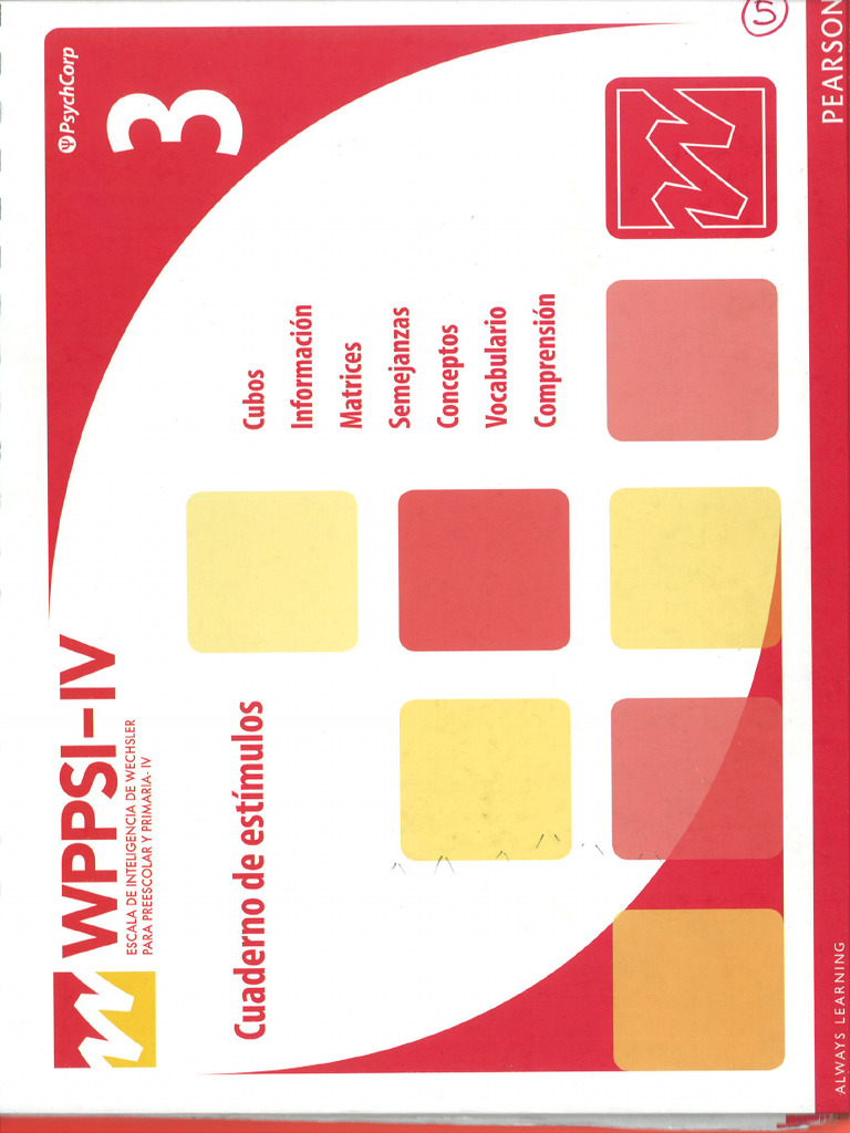Wppsi IV - Cuaderno de Estimulos 3 Cartulina | PDF
