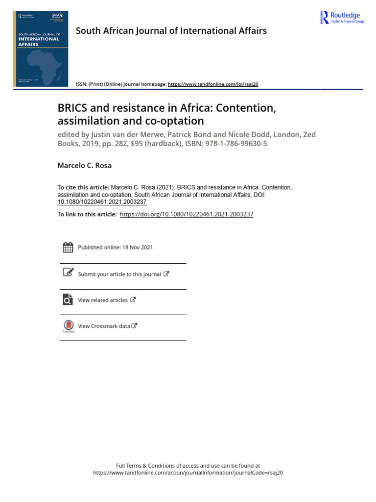 BRICS and resistance in Africa Contention assimilation and co optation ...