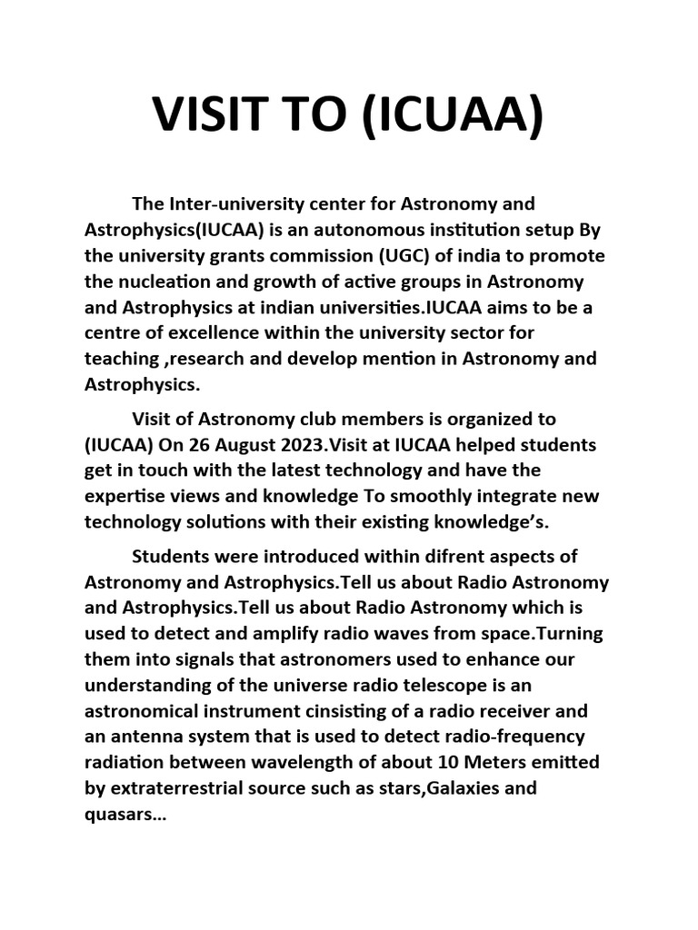 IUCAA Visit: Astronomy Insights for Students | PDF | Science & Mathematics