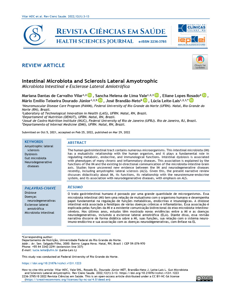 Intestinal Microbiota and Sclerosis Lateral Amyotrophic | PDF ...