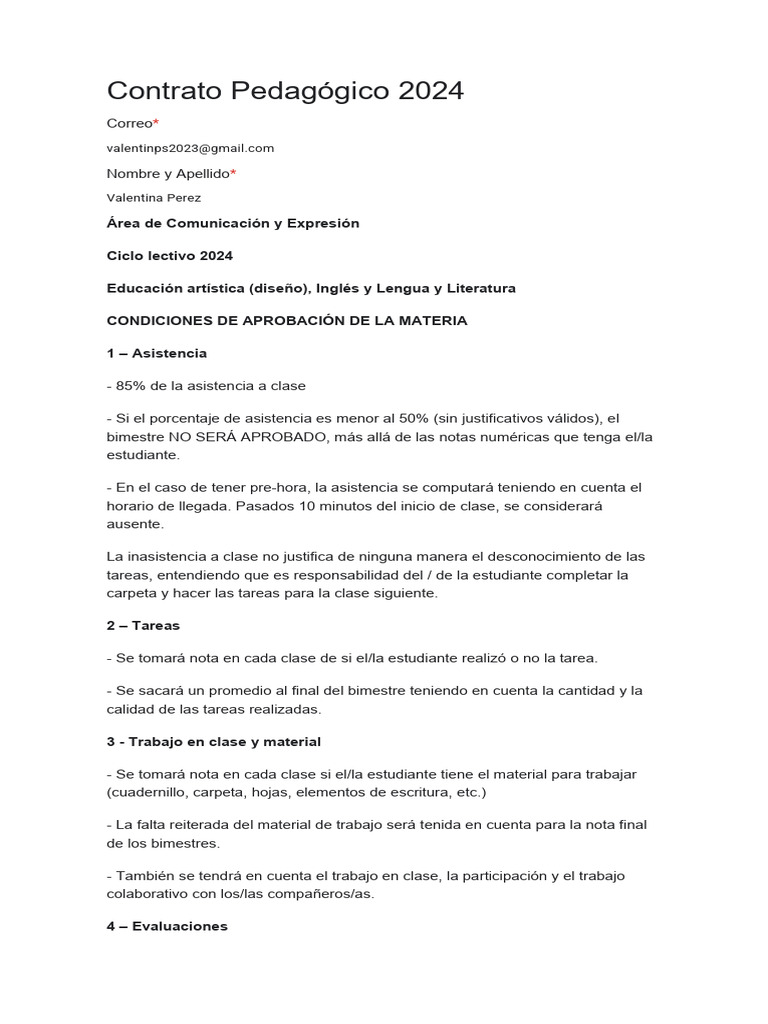 Contrato Pedagógico | Descargar gratis PDF | Salón de clases