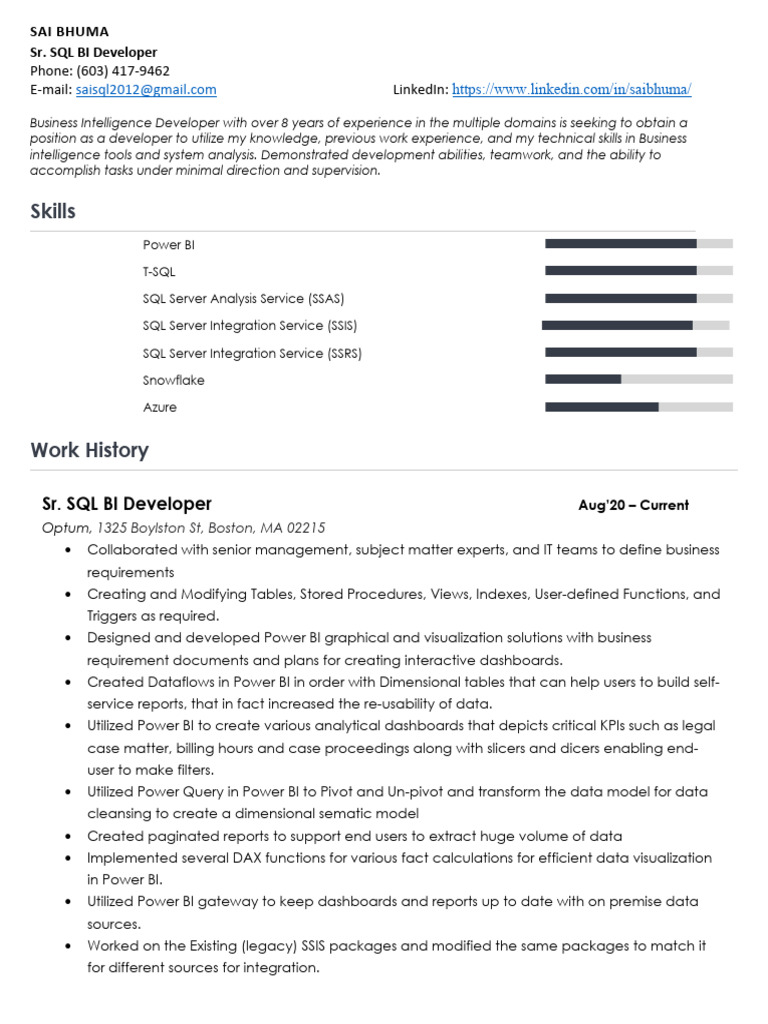 Sai-Bhuma-resume | PDF | Microsoft Sql Server | Databases