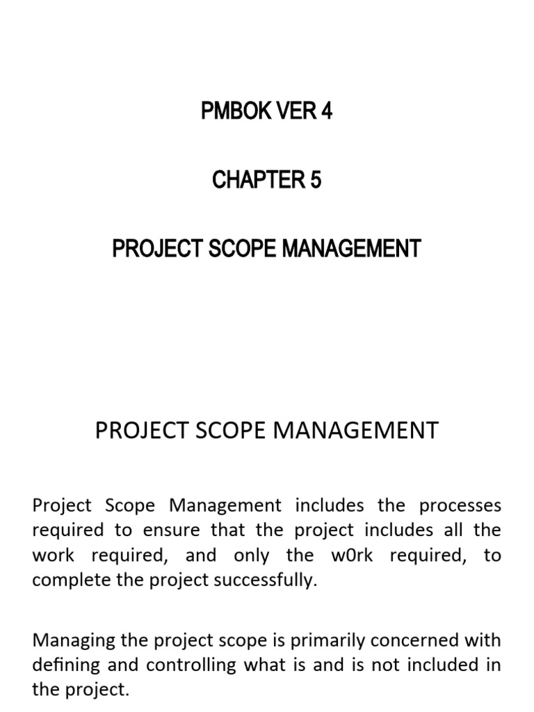 PMBOK Ver Chapter 5 - Scope Management | PDF | Project Management ...