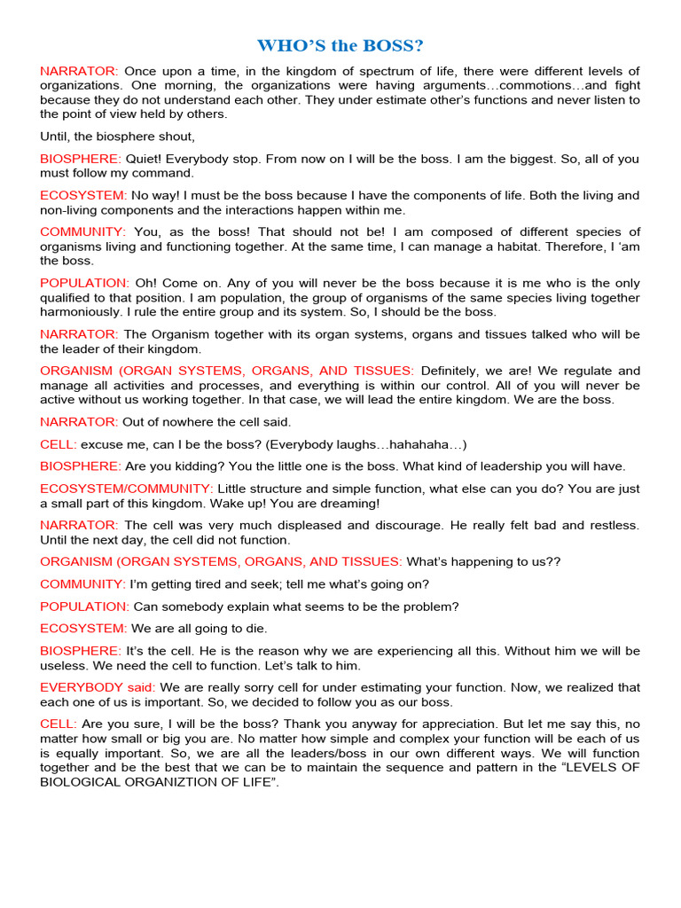 Whose The Boss | PDF | Biology