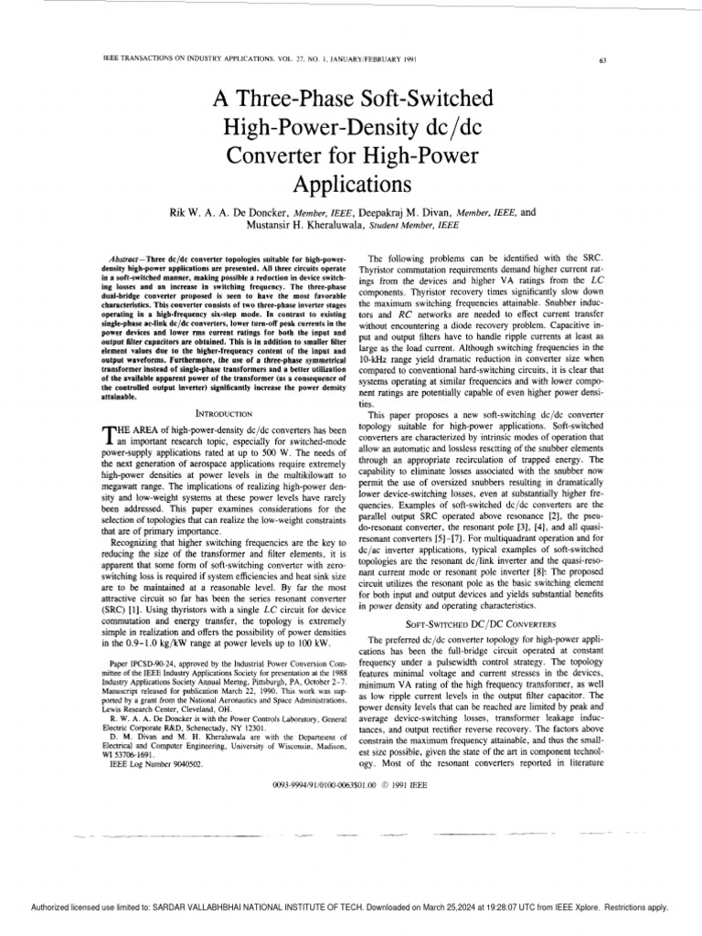 A Three-phase Soft-switched High-power-Density DC DC Converter for High ...