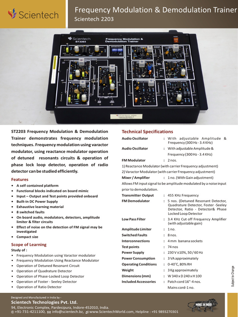 Scientech 2203 | PDF | Detector (Radio) | Frequency Modulation