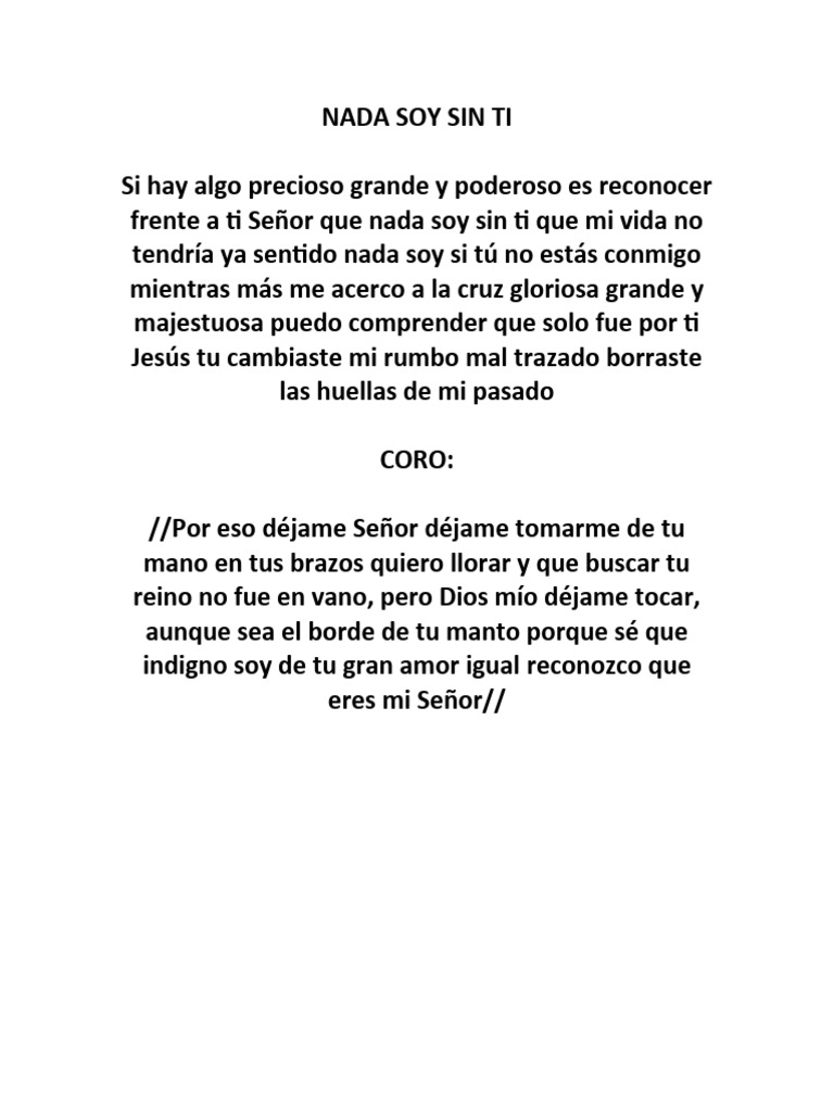 Nada Soy Sin Ti: Reflexión Cristiana | PDF