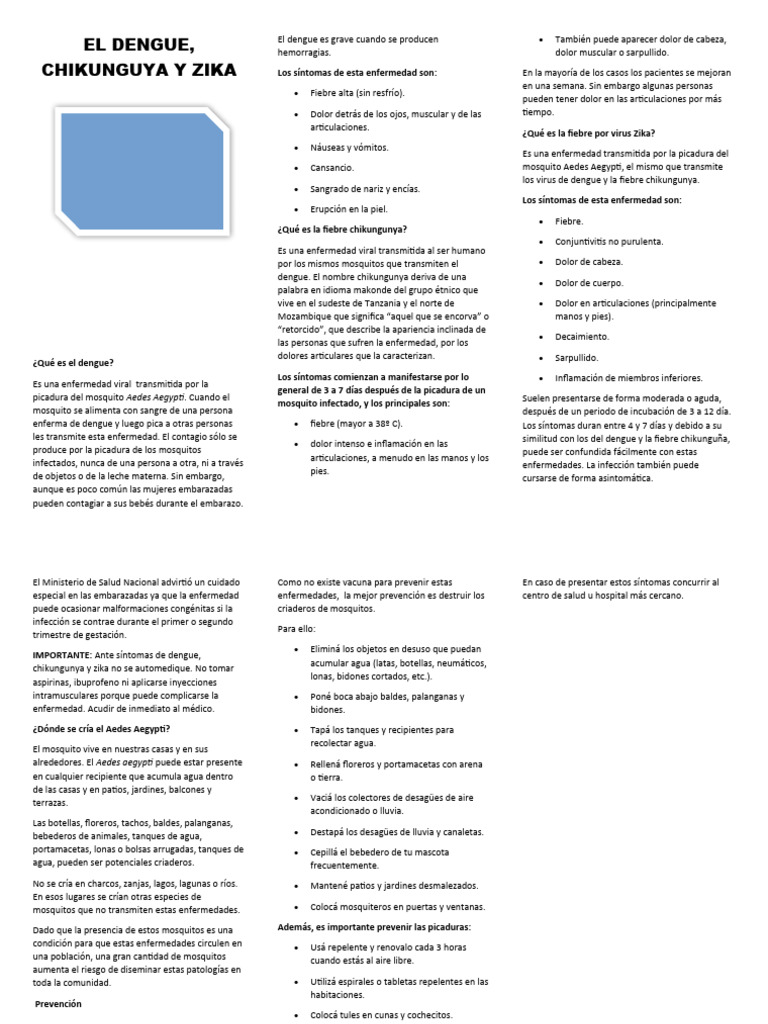 El Dengue Triptico | PDF | Fiebre del zika | Enfermedades animales El Dengue Triptico | PDF | Fiebre del zika | Enfermedades animales