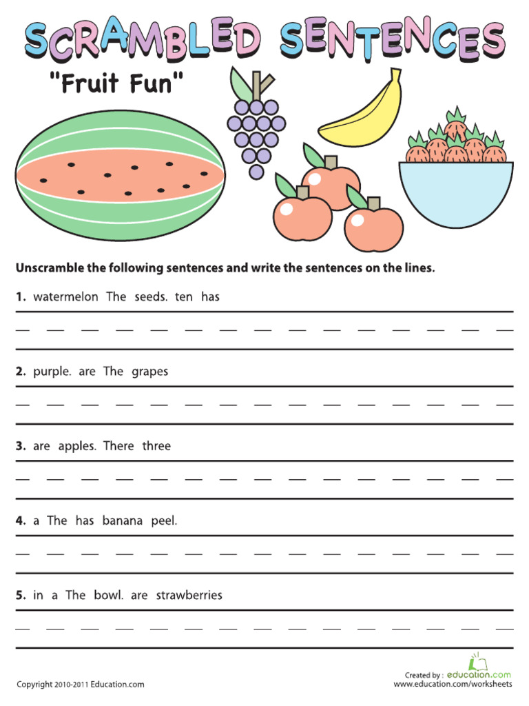 Scrambled Sentences Fruit Fun | PDF