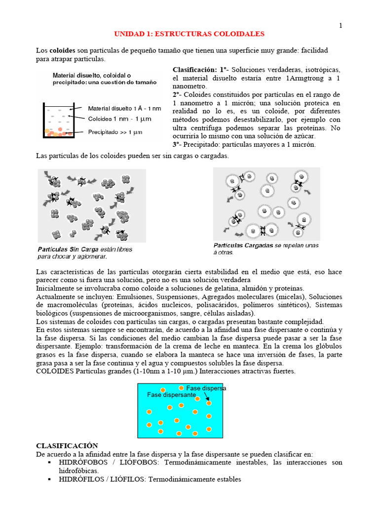 UNIDAD 1 COLOIDES | PDF | Coloide | Emulsión