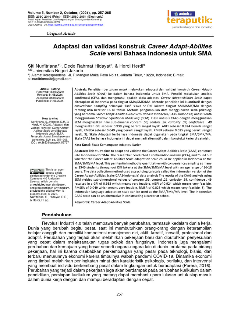 Career Adot Scale | PDF | Karier & Perkembangan