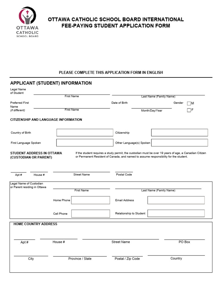 International Student Application Form | PDF | Schools | English As A Second Or Foreign Language
