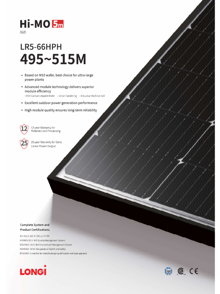LONGi Data Sheet LR5 66HPH 495 515M | PDF