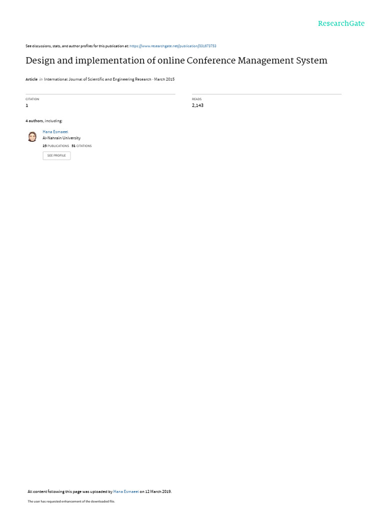 Design and Implementation of Online Conference Management System | PDF ...
