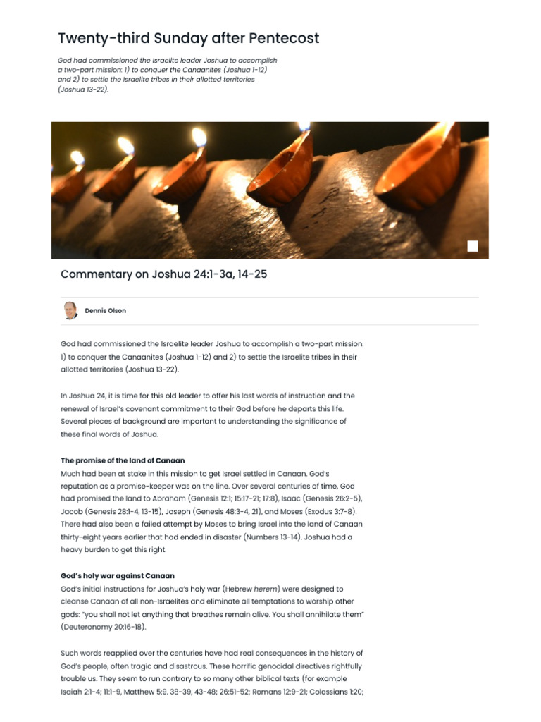 Commentary On Joshua 24-1-3a, 14-25 - Working Preacher From Luth | PDF