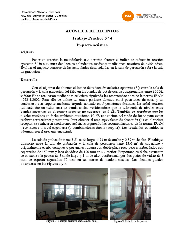 TP N°4 - Impacto Acústico | PDF | ruido | Mecanica clasica