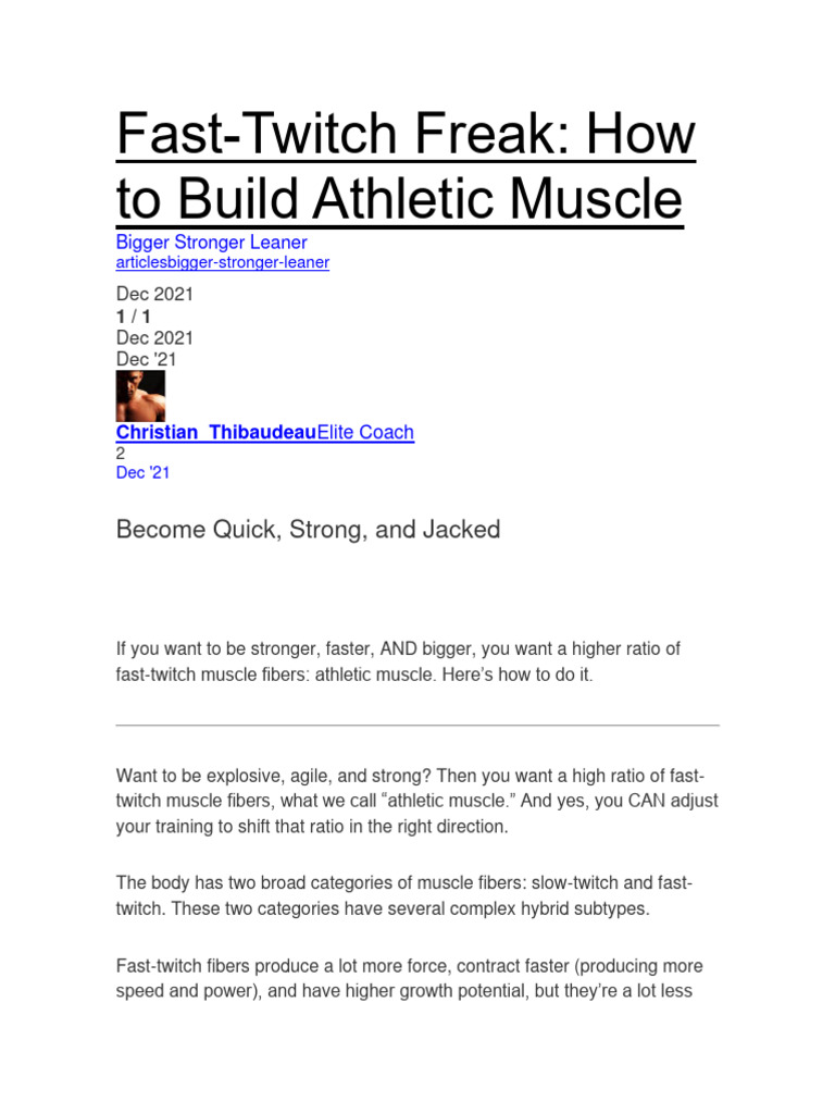 Fast-Twitch Muscle Training Guide | PDF | Skeletal Muscle | Strength ...