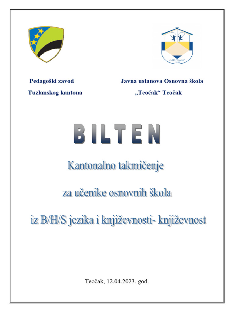 Bilten JU OŠ Teočak 1 | PDF