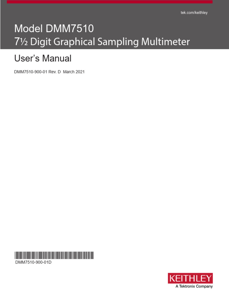 DMM7510-900-01D User March 2021 | PDF | Mains Electricity | Menu (Computing)