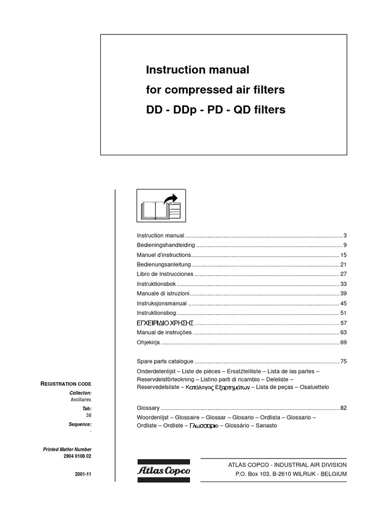 Atlas Copco AIB-ASL PD-DD-DDP-QD 9-520 | PDF | Filtration | Valve
