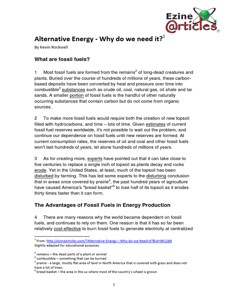 Alternative Energy - Why Do We Need It - Article | PDF | Home & Garden ...