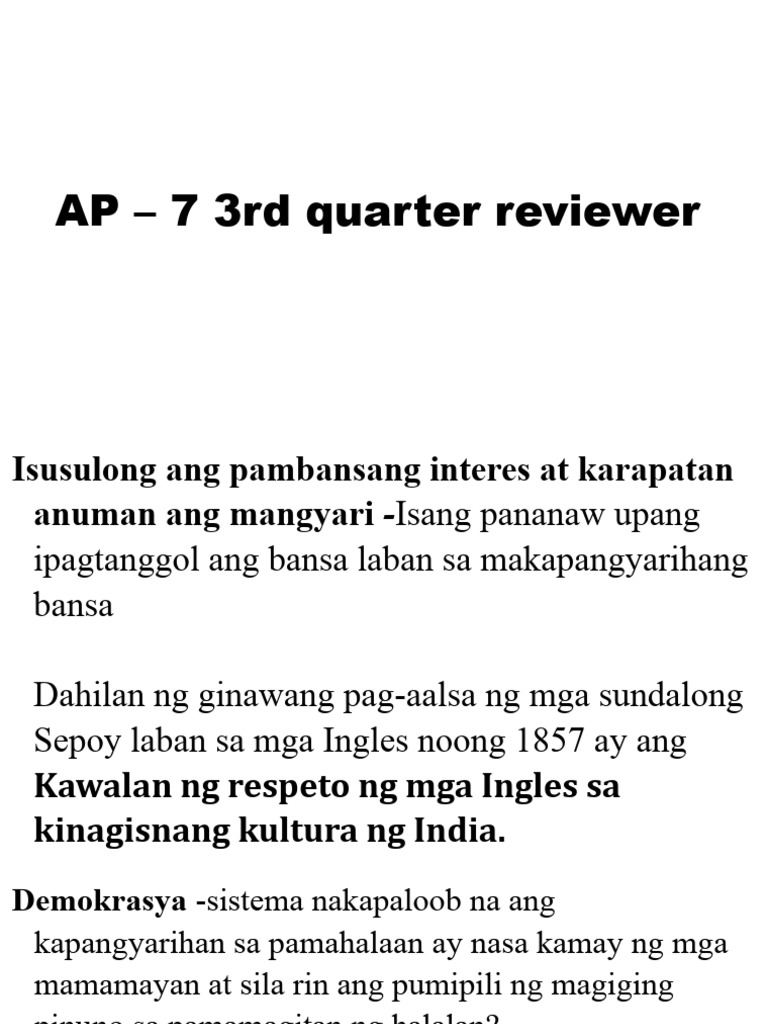AP 7 3rd Quarter Reviewer | PDF
