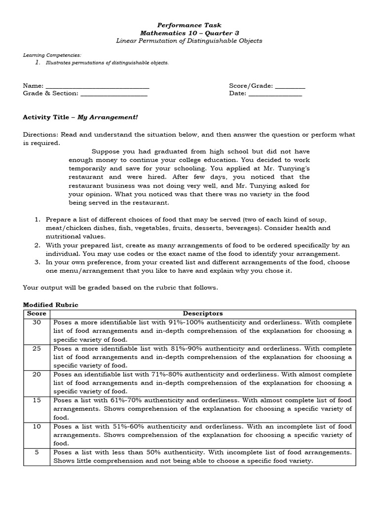 Performance Task 1 | PDF