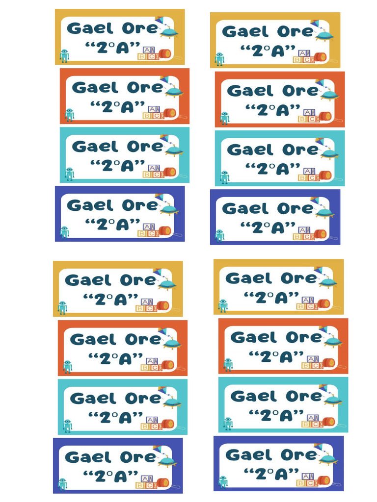 Blue and Yellow Fun Student Name Label (2) XD | PDF